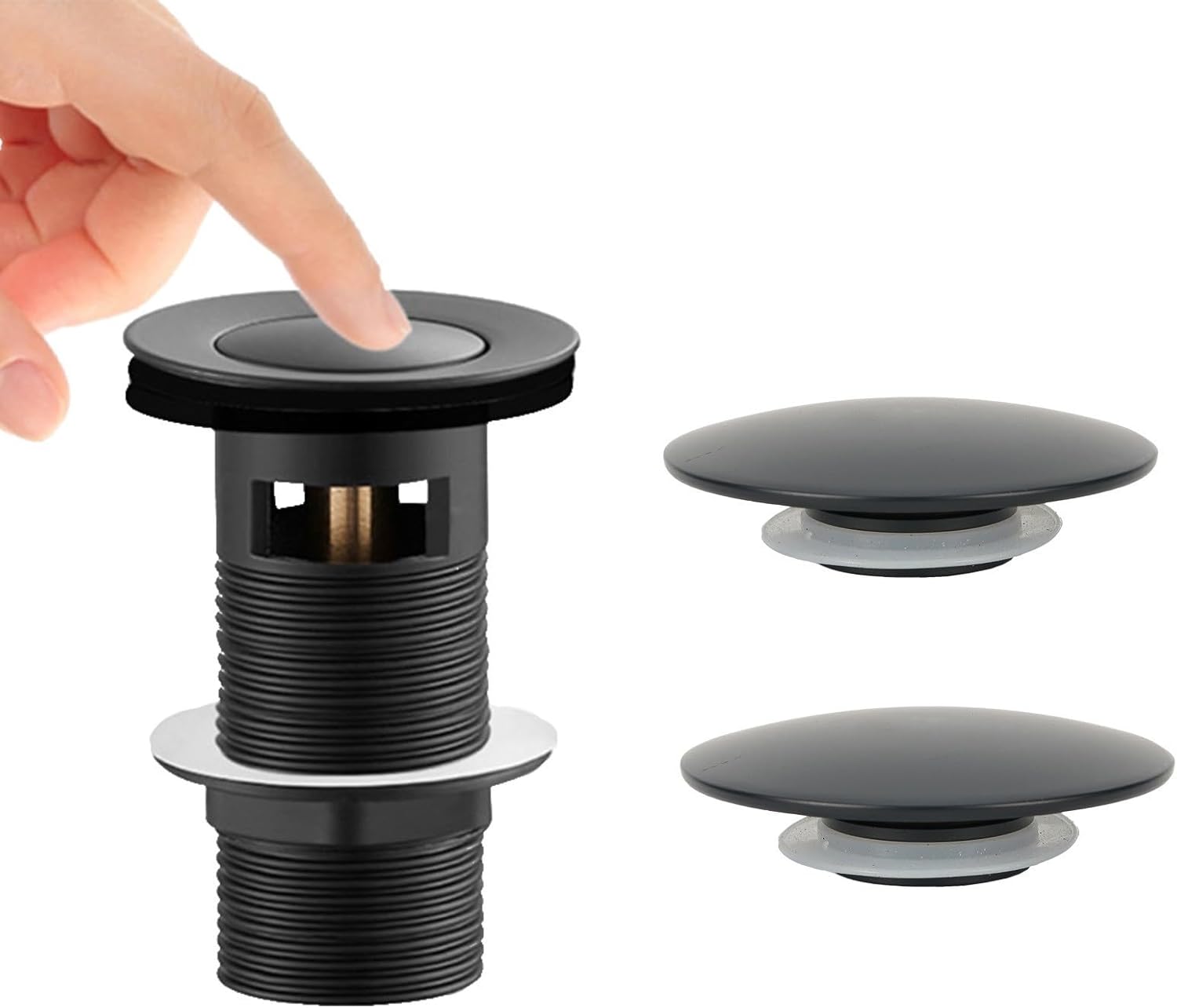 2PCS 66mm Matte Black Basin Waste Up Bathroom Sink Push Button ...