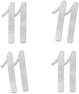Amazon.com : Silver Glitter 11 Cut-Out Numbers, 11th Birthday Party ...