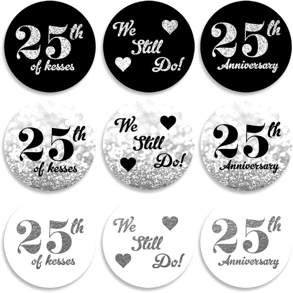 Amazon.com: UWUKEI 270 PCS Black Gold 25th Anniversary Stickers, 25th ...