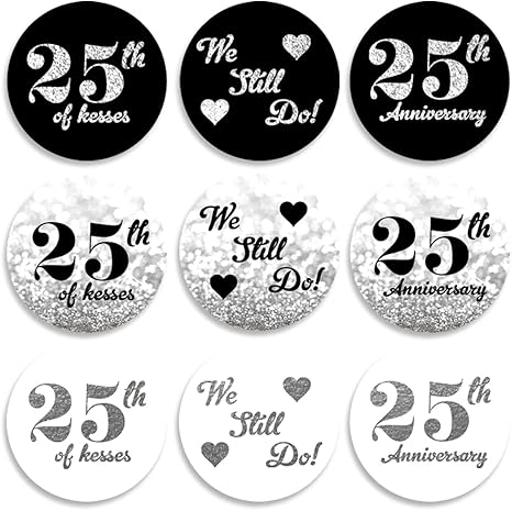 Amazon.com: 270 PCS Black Gold 25th Anniversary Stickers - Envelope ...