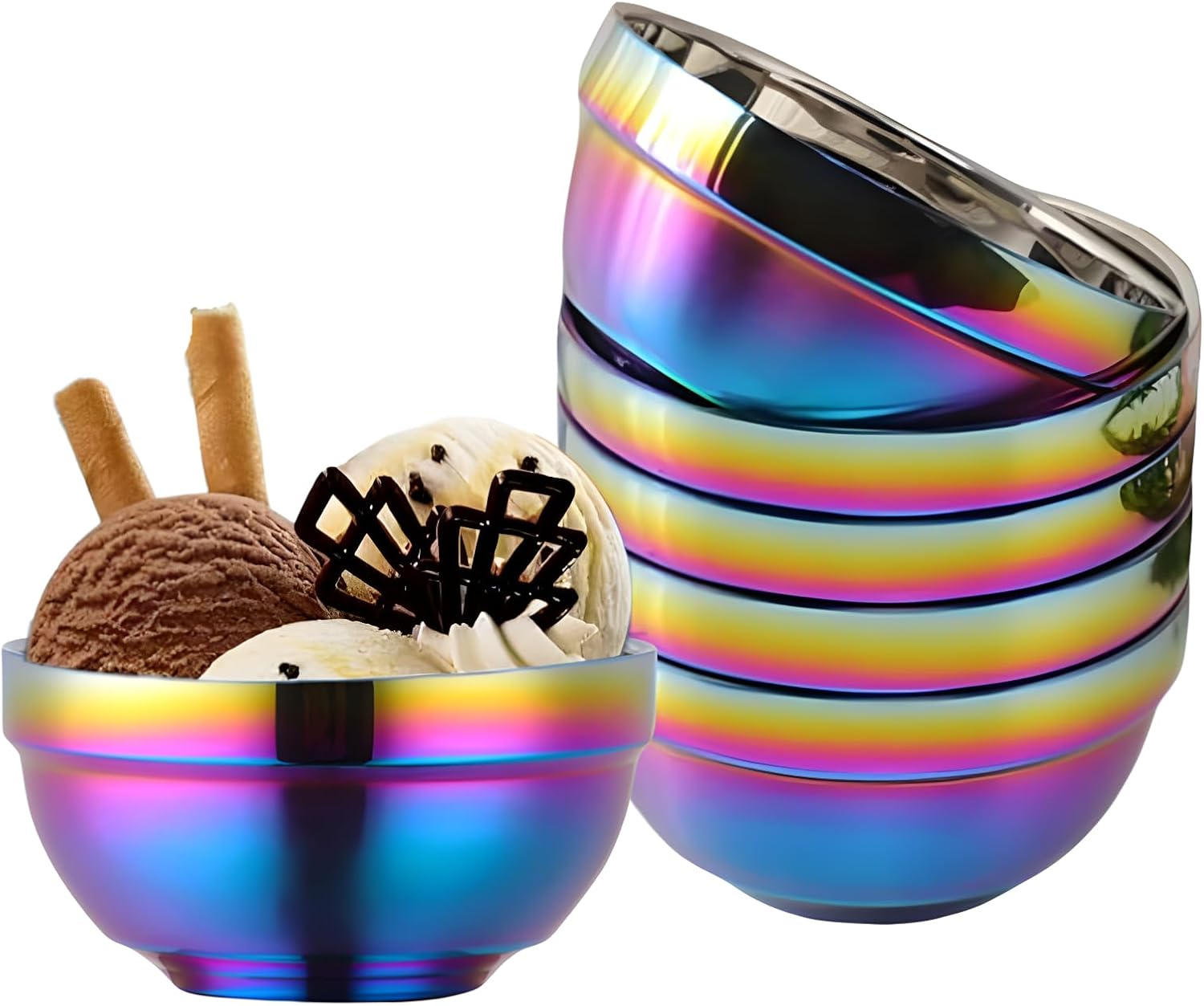 Amazon.com | Ceiteo Rainbow Bowl Set of 6, 304 Stainless Steel ...
