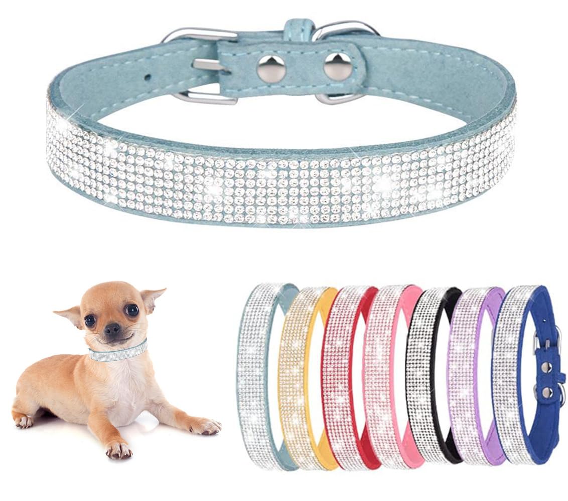 Amazon.com : Teal Rhinestone Dog Collars for Small Dogs,Cute Rhinestone ...