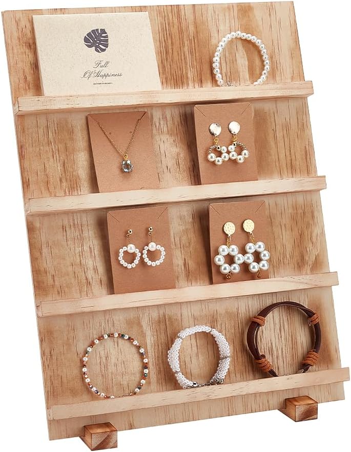 PH PandaHall 4-Tier Wooden Earring Display Stand Jewellery Display ...
