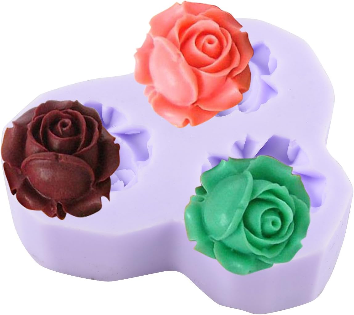 3 in 1 Silicone Icing Mould Moulding Cake Cupcake Toppers Flower Rose ...