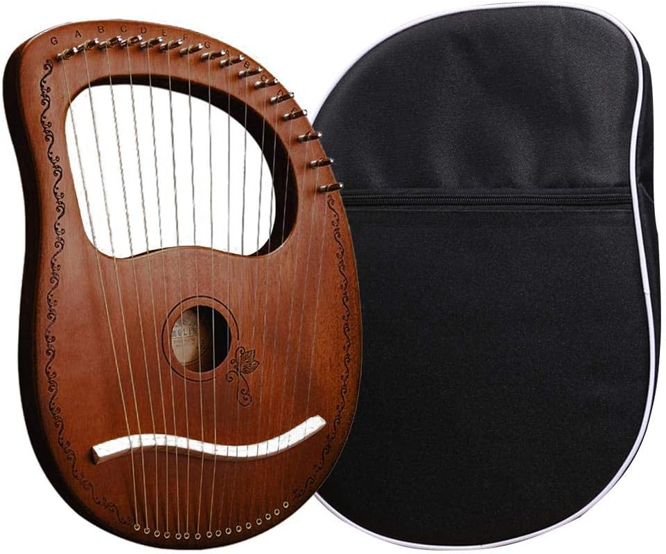 Lyre Harp Mahogany 16 Metal Strings, Mahogany Lye Harp for Beginners ...