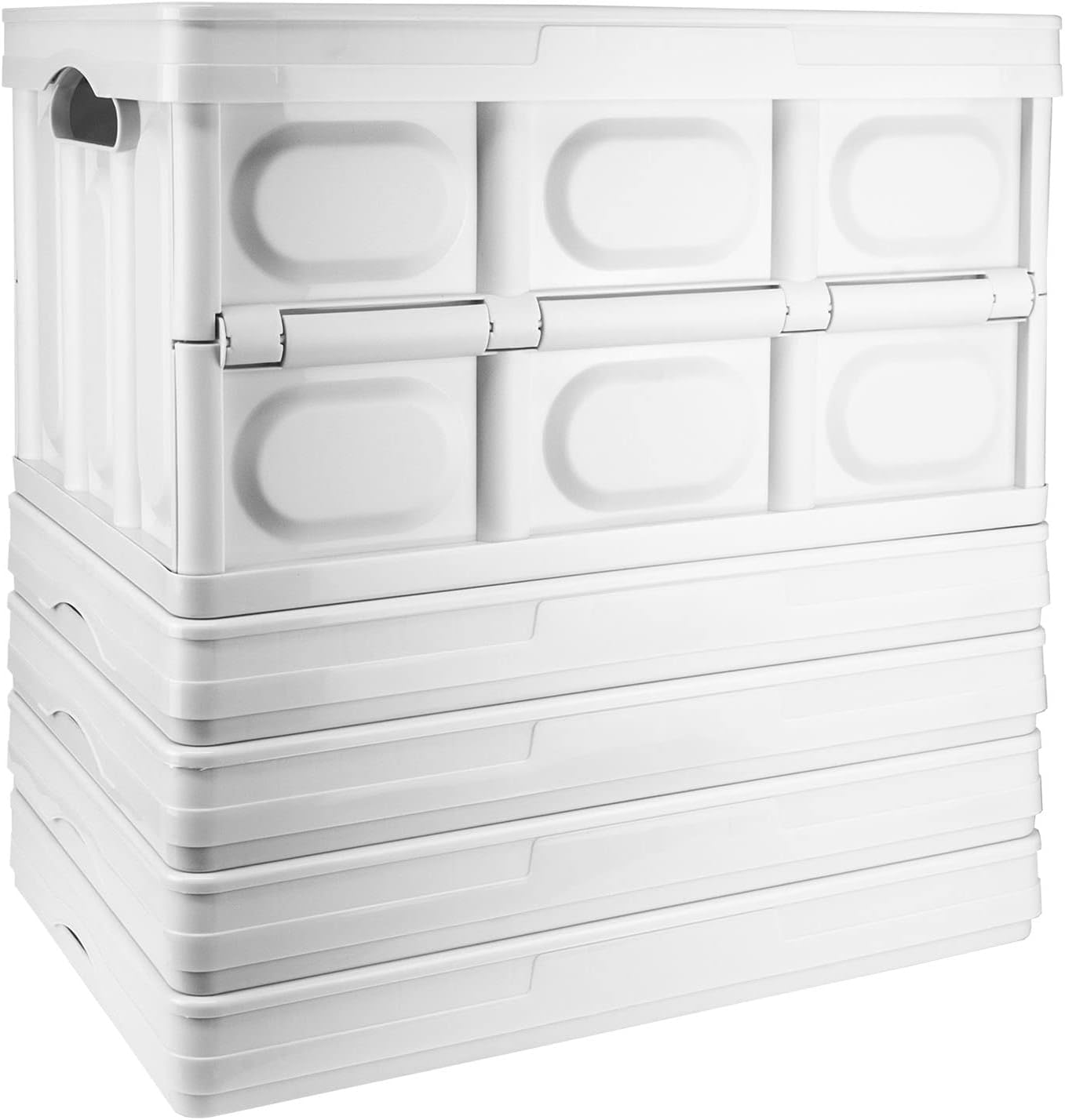 TekBox 56L White Storage Box with Lid Folding Stackable 56 Litre Lidded ...