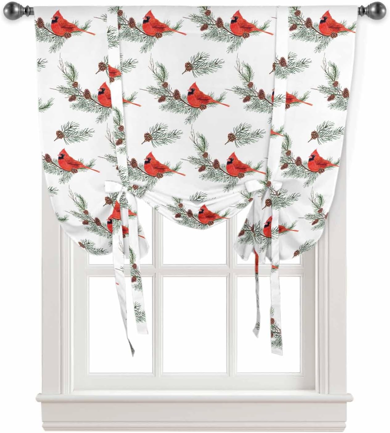 Amazon.com: Christmas Cardinal Tie Up Curtain for Kitchen,Red Bird ...
