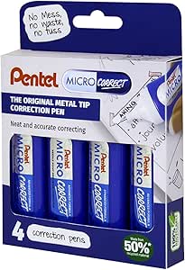 Pentel Micro Correct 12 ml Correction Pen - Wallet of 4 : Amazon.co.uk ...