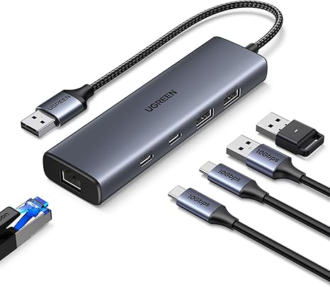 Amazon.com: UGREEN USB to Ethernet Adapter, 5 in 1 USB Hub with ...
