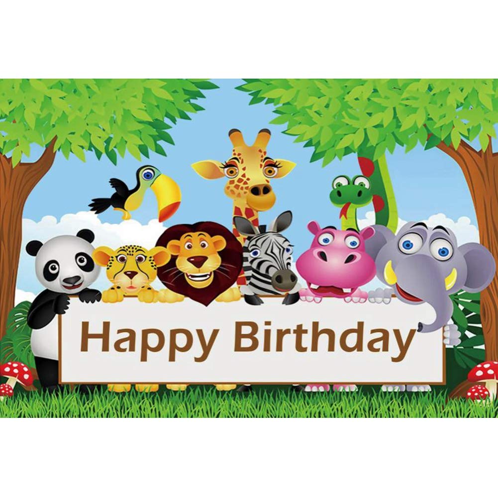 Dorcev 6x4ft Happy Birthday Photography Backdrop Cartoon Animal Zoo ...