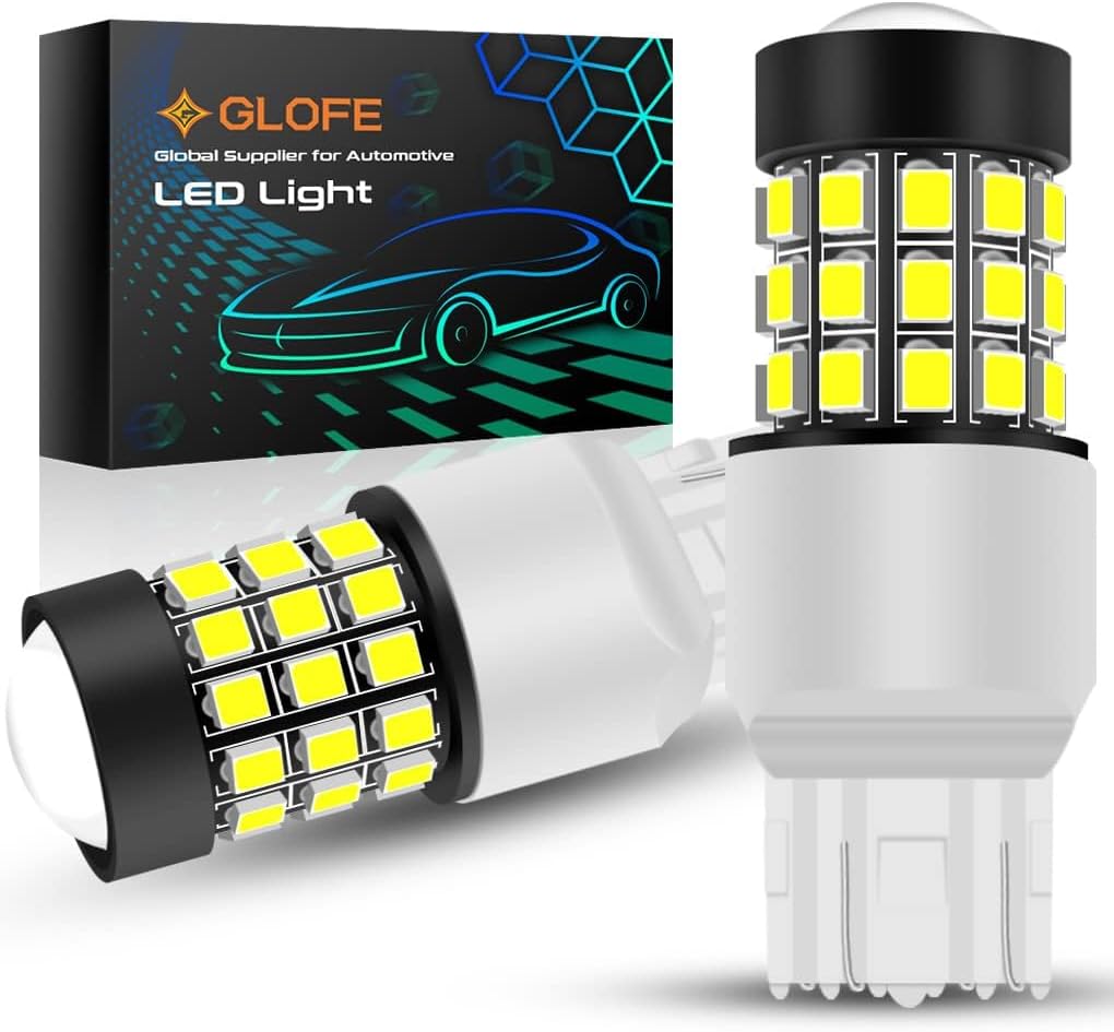 Amazon | GLOFE アップグレード版 7440 7443 LED ストロボブレーキライト電球、ホワイト点滅 W21W T20 ...