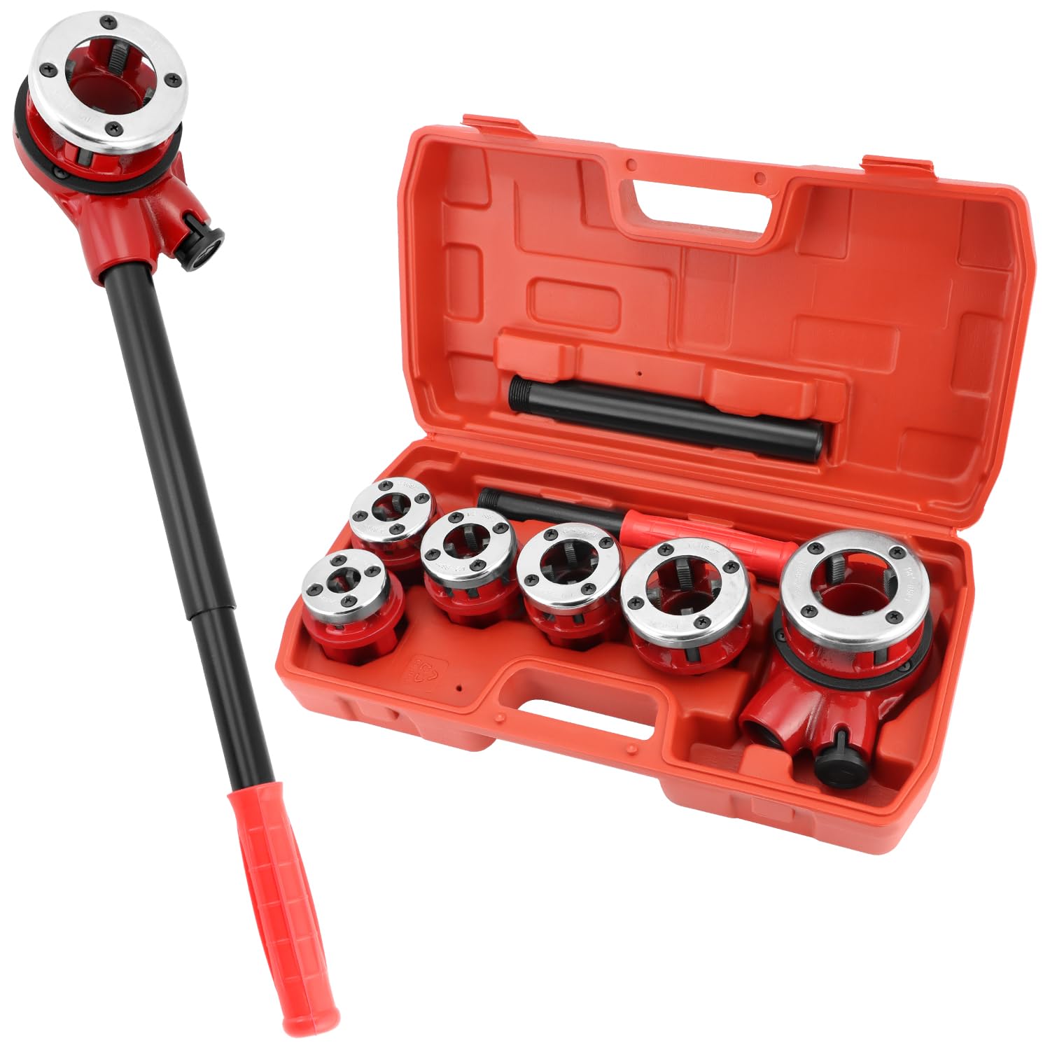 QWORK Ratchet Pipe Threader Kit | Includes 1/4"-1-1/4" Dies, Durable ...
