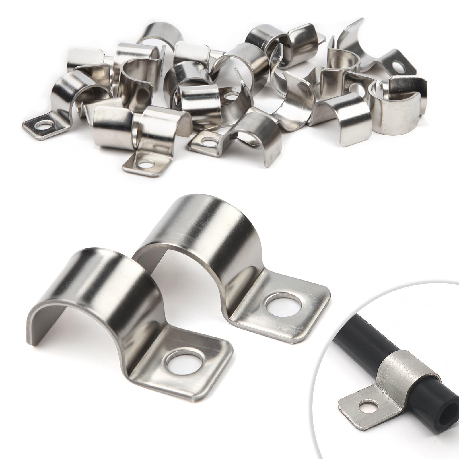 25 Stück Kabelschellen Metall Rohrschellen 16mm V2A Edelstahl 304 ...