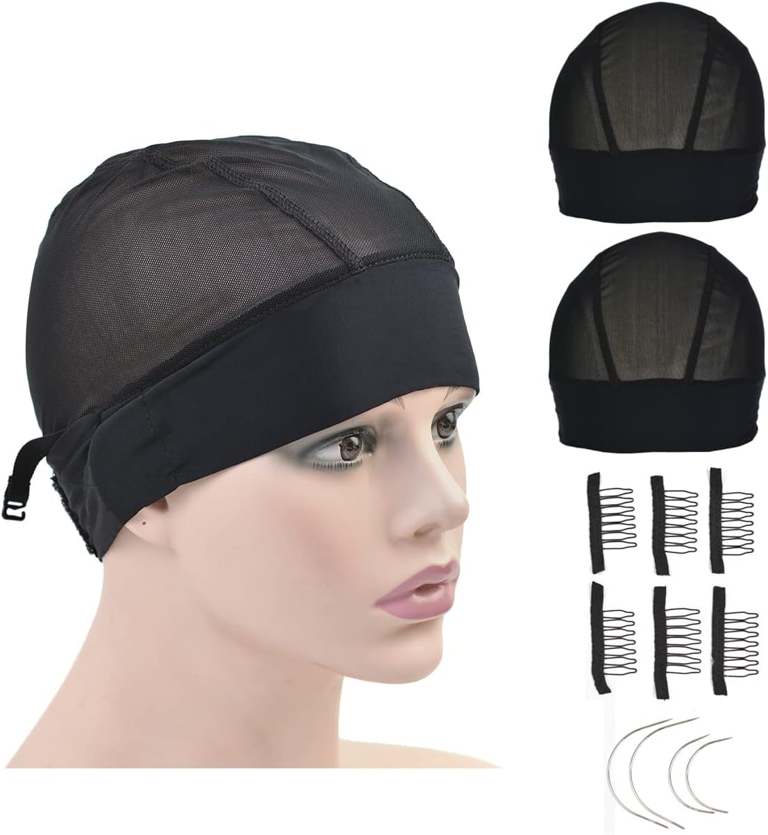 Amazon.com: 2 Pcs Headband Wig Caps Adjustable Mesh Wig Grip Cap Ice ...