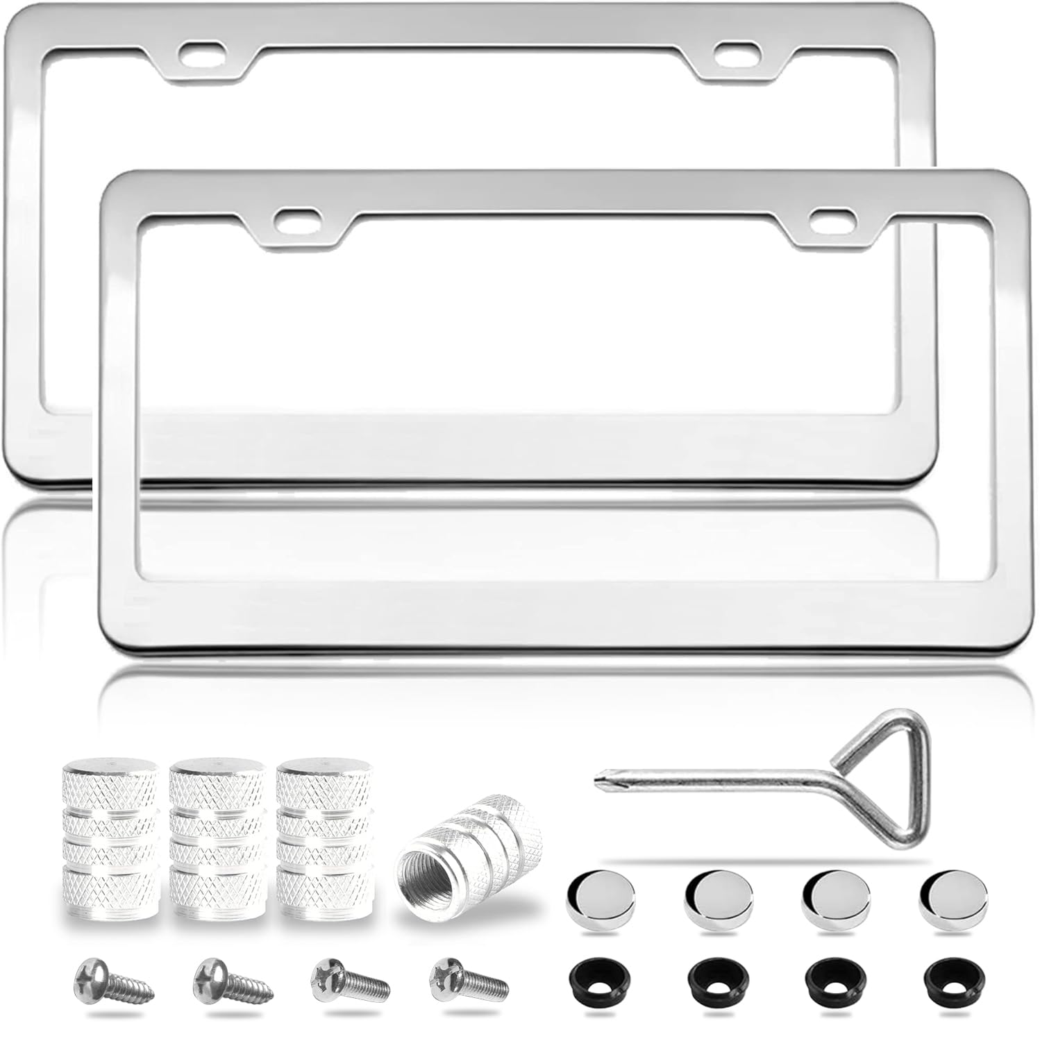Amazon.com: Flamax Mirror Polished Heavy Duty Stainless Steel License ...