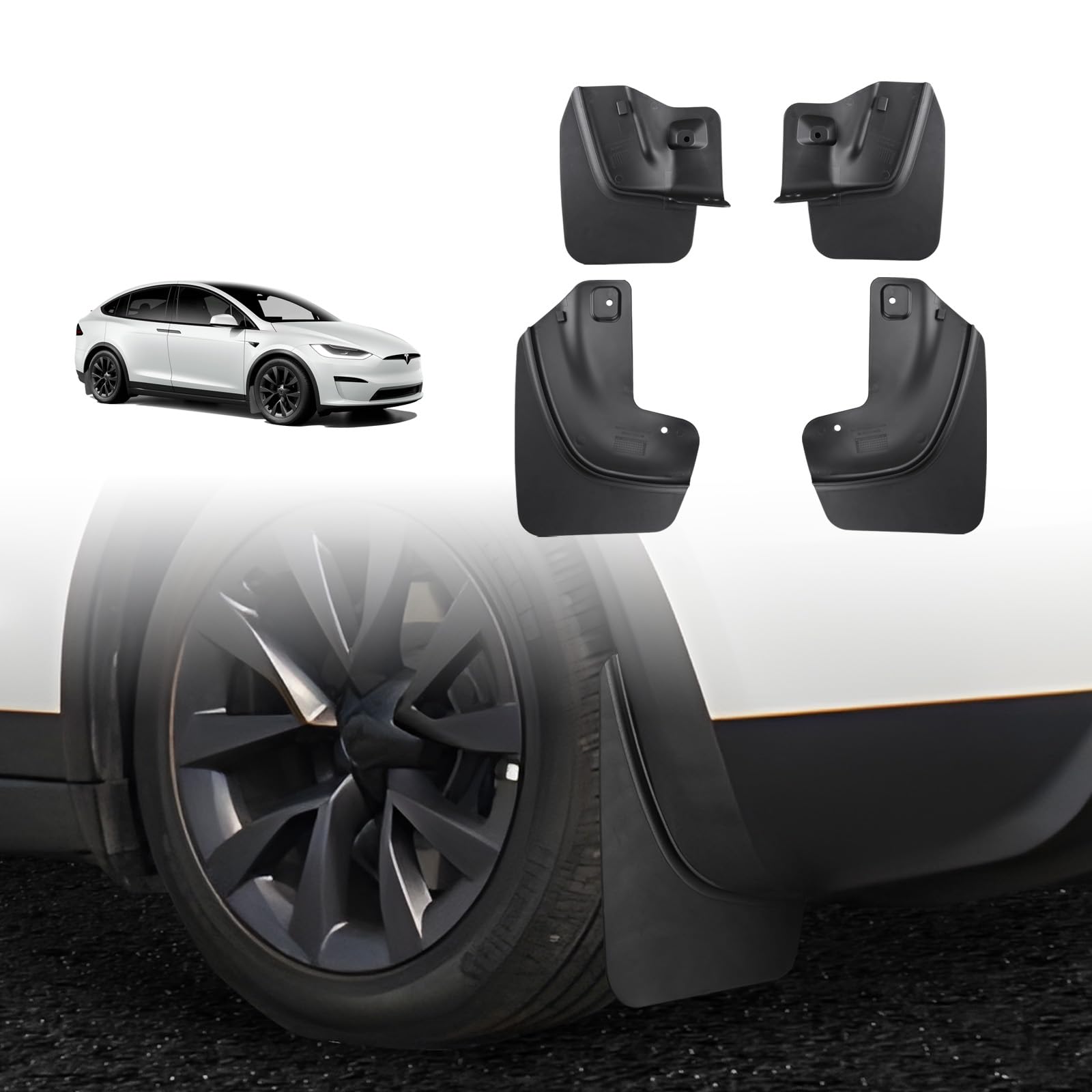 Snapklik.com : 2026 New Version Tesla Model X/Model X Plaid Mud Flaps ...