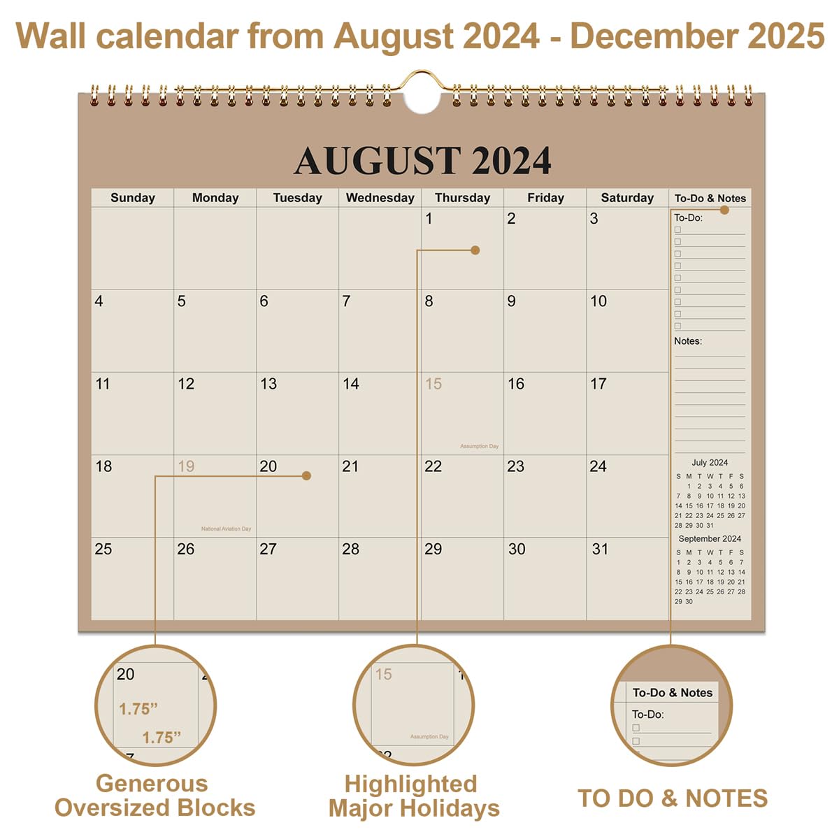 Snapklik.com : Calendar 2024-2025 - Wall Calendar From August 2024 To ...