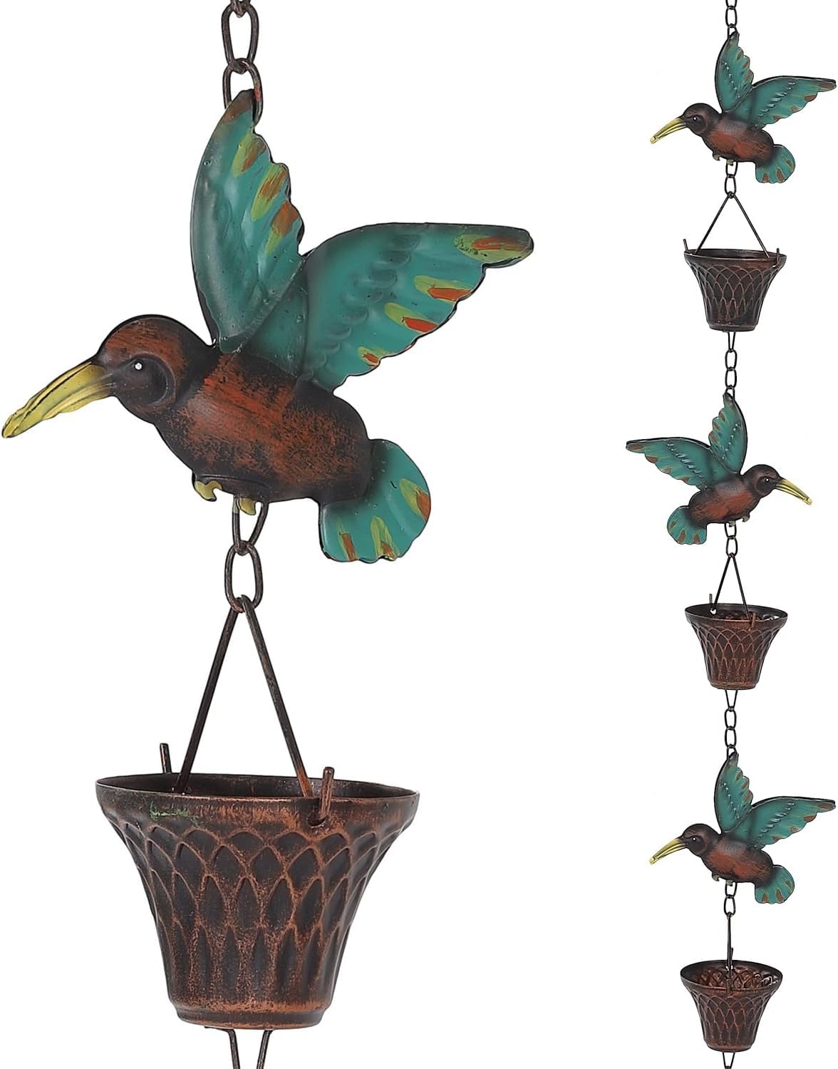 Amazon.com : Aifeorzo 8.5FT Rain Chain, Hummingbird and Cup Rain Chains ...