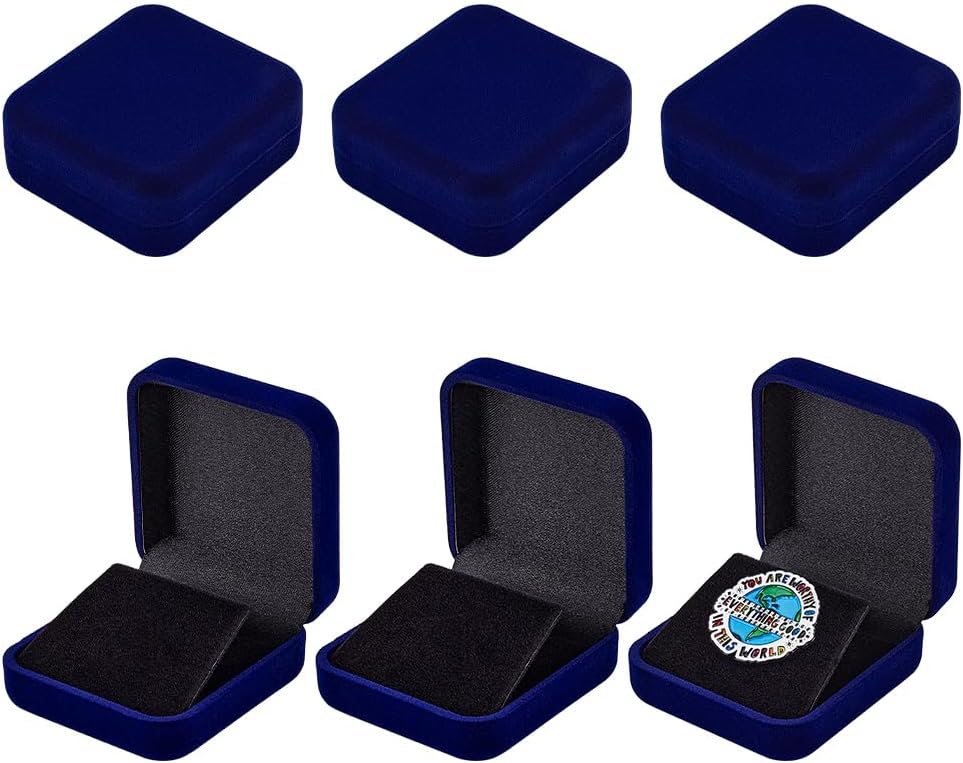 Amazon.com: FINGERINSPIRE 6 pcs Blue Velvet Badge Display Box 30mm ...
