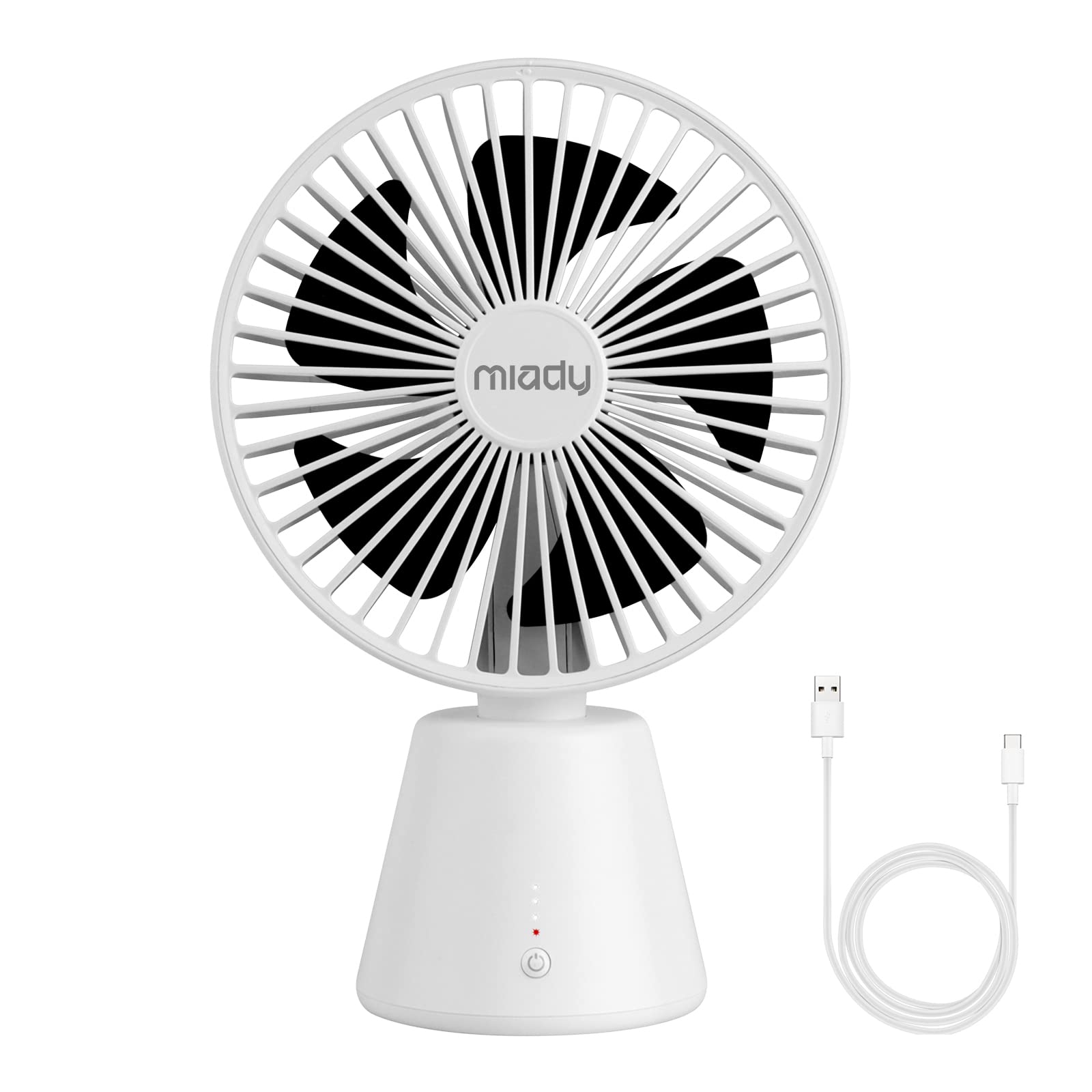 Miady Desk Fan 5000mAh, 135° Auto-oscillating USB C Rechargeable ...