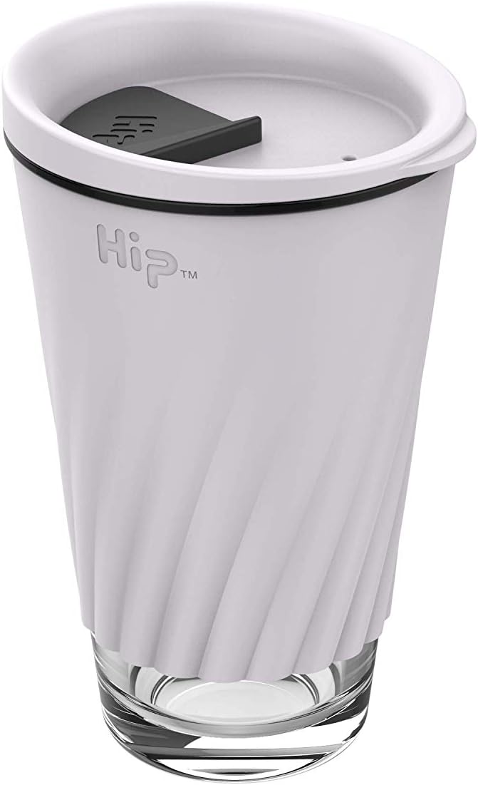 Amazon.com | Hip 12 oz. Glass Coffee Mug with Silicone Sleeve - Cloud ...