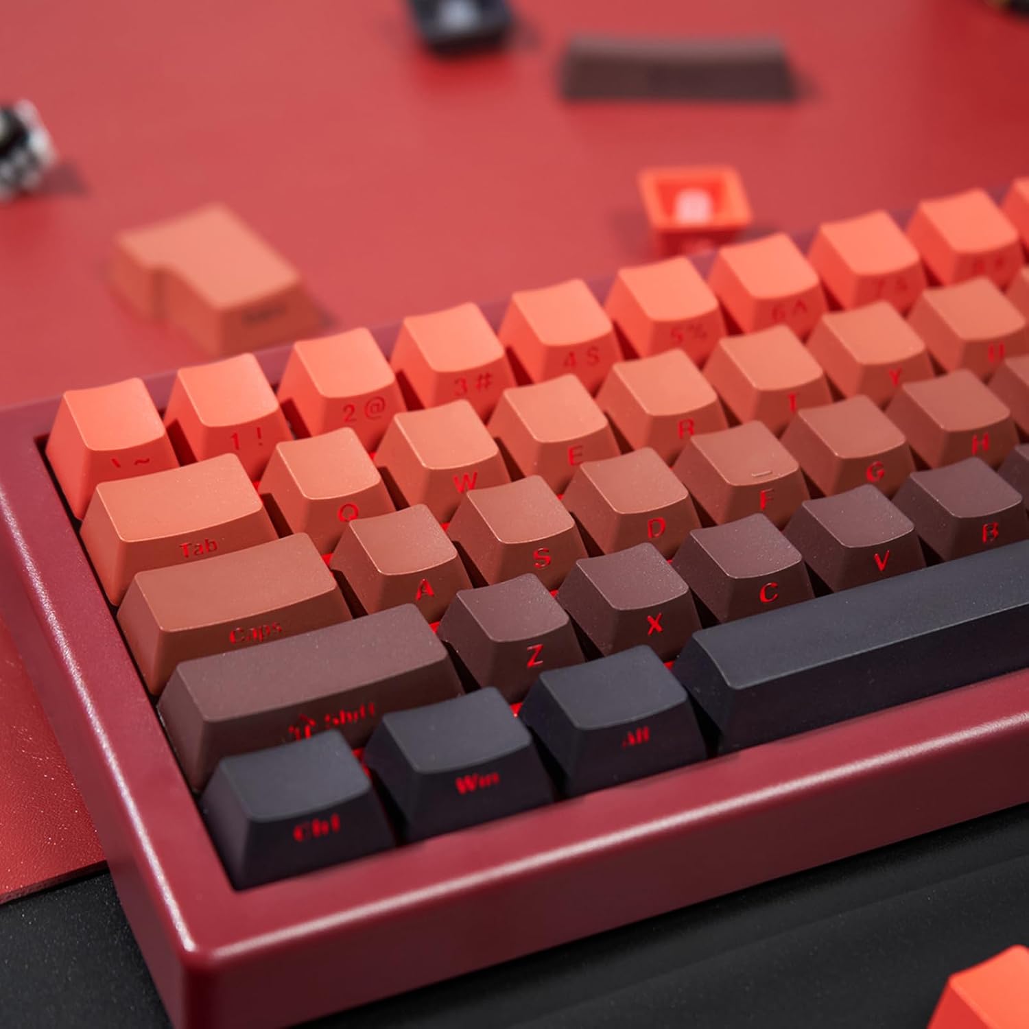 PBT Doubleshot Keycaps Cherry Profile Gradient Gray Backlit Side Print ...