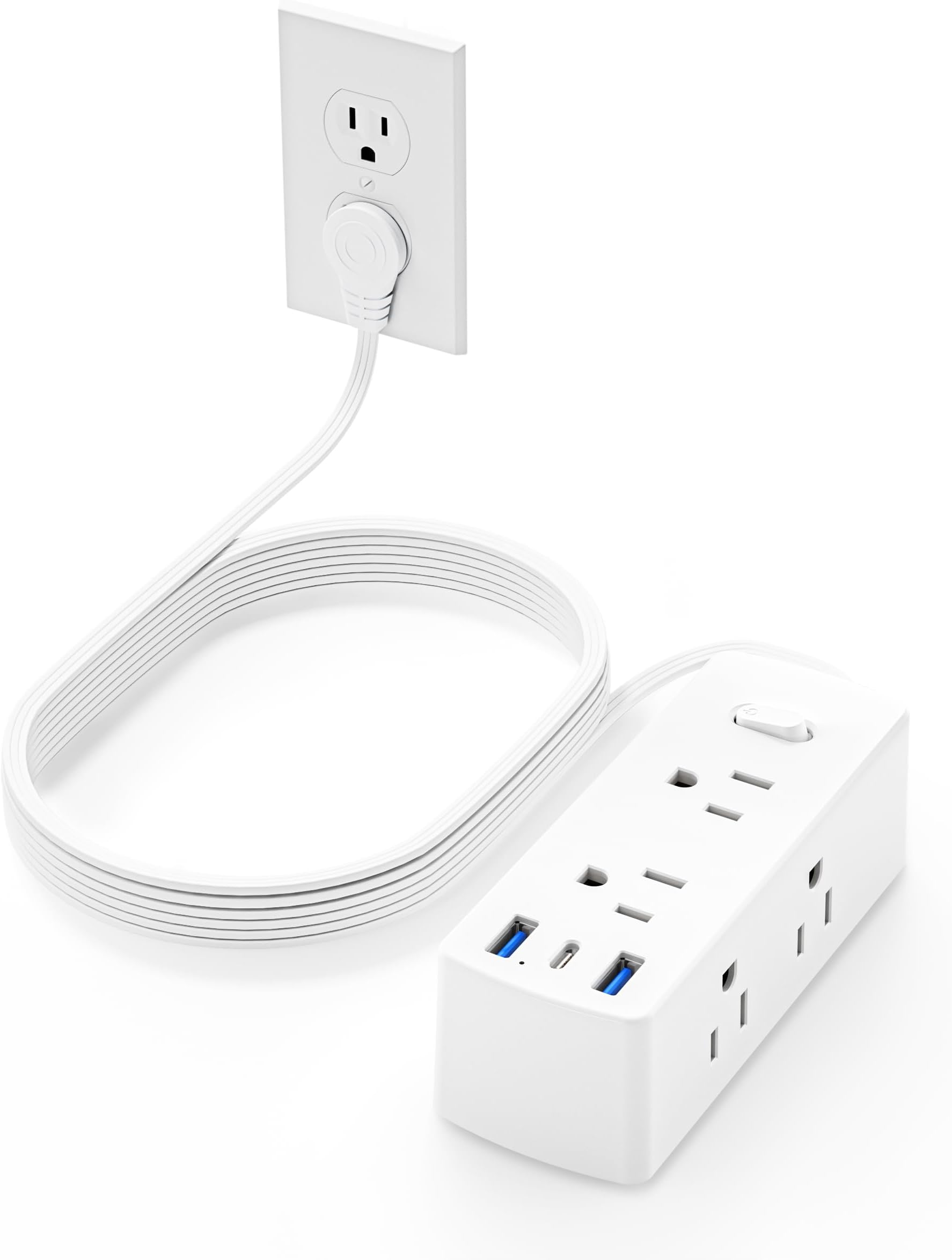Amazon.com: 10 Ft Power Strip Surge Protector, Extension Cord with 6 ...