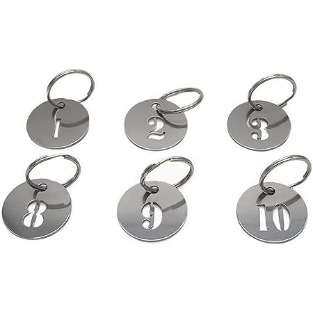 Amazon.com : 25mm Hollowed Number ID Tags 304 Stainless Steel Key Tags ...