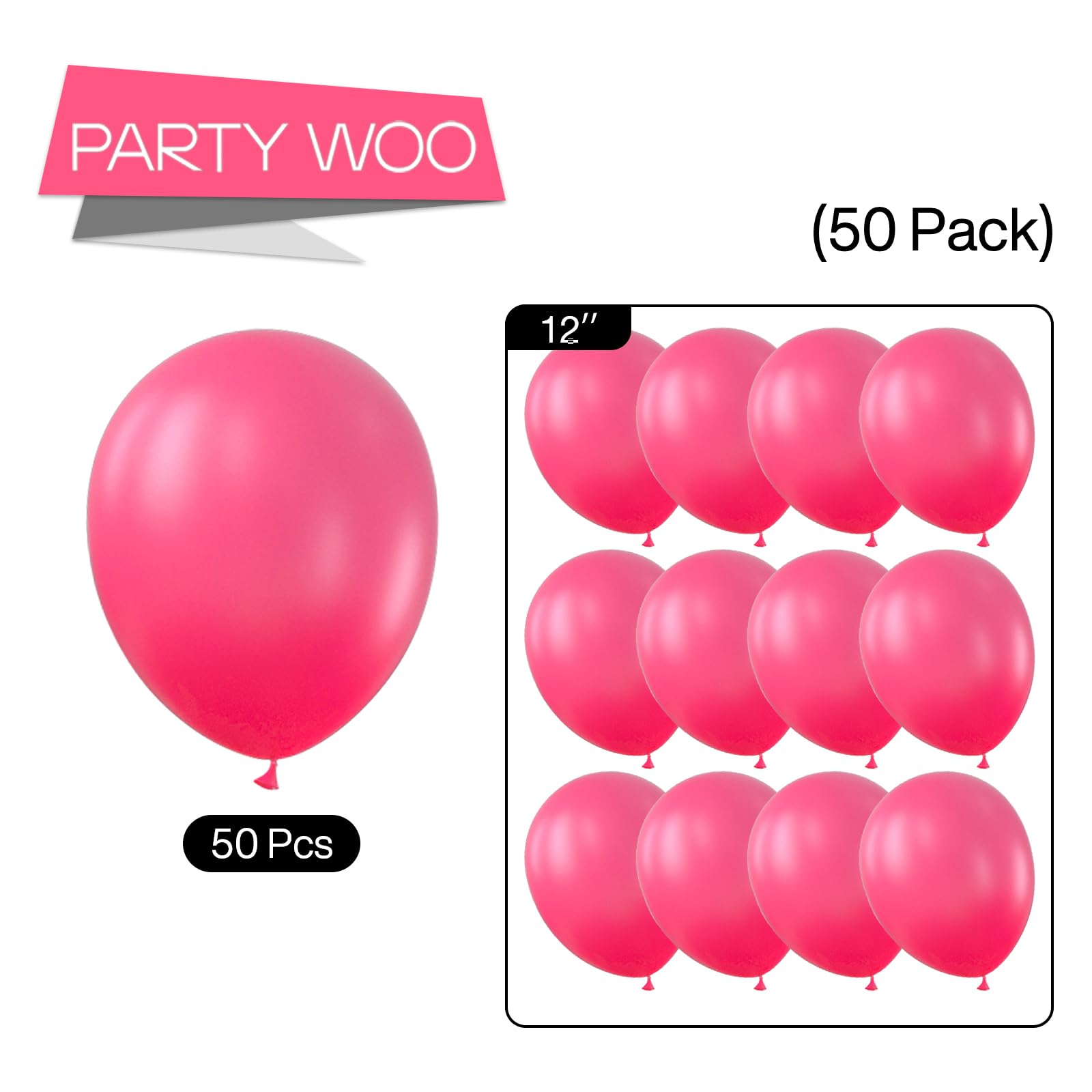 Snapklik.com : Magenta Balloons, 50 Pcs 12 Inch Hot Pink Balloons, Dark ...