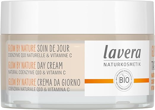 lavera Glow by Nature Day Cream - Natural Cosmetics - Vegan - Q10 & Vitamin C - Moisturising ...