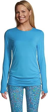 Lands' End Womens Adjustable Swim Tee Tunic Rash Guard Turquoise ...