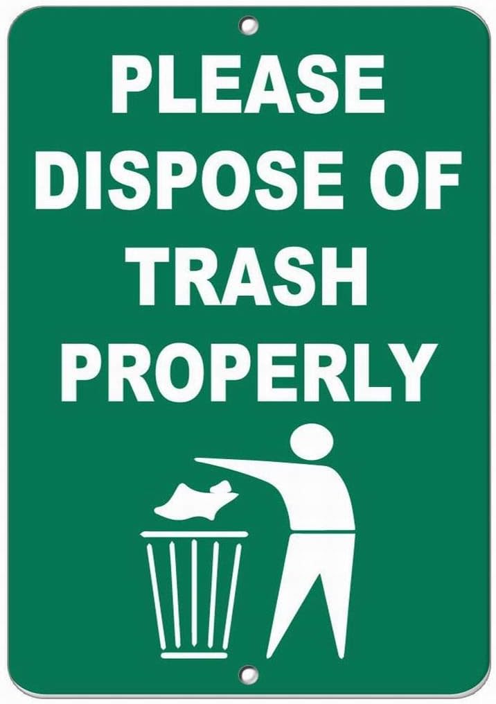 Amazon.com: PaBoe Please Dispose of Trash Properly Security Sign Notice ...