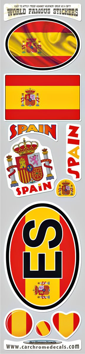 Amazon.com: Spain 10 Stickers Set Spanish Flag Decals Bumper stiker car ...