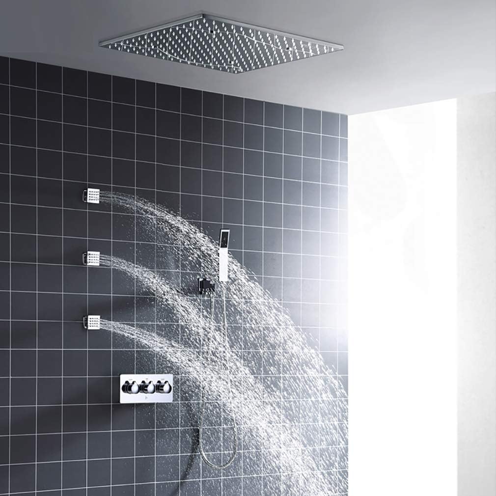 Cascada Luxury 20" Square Ceiling Mounted Thermostatic Shower System ...