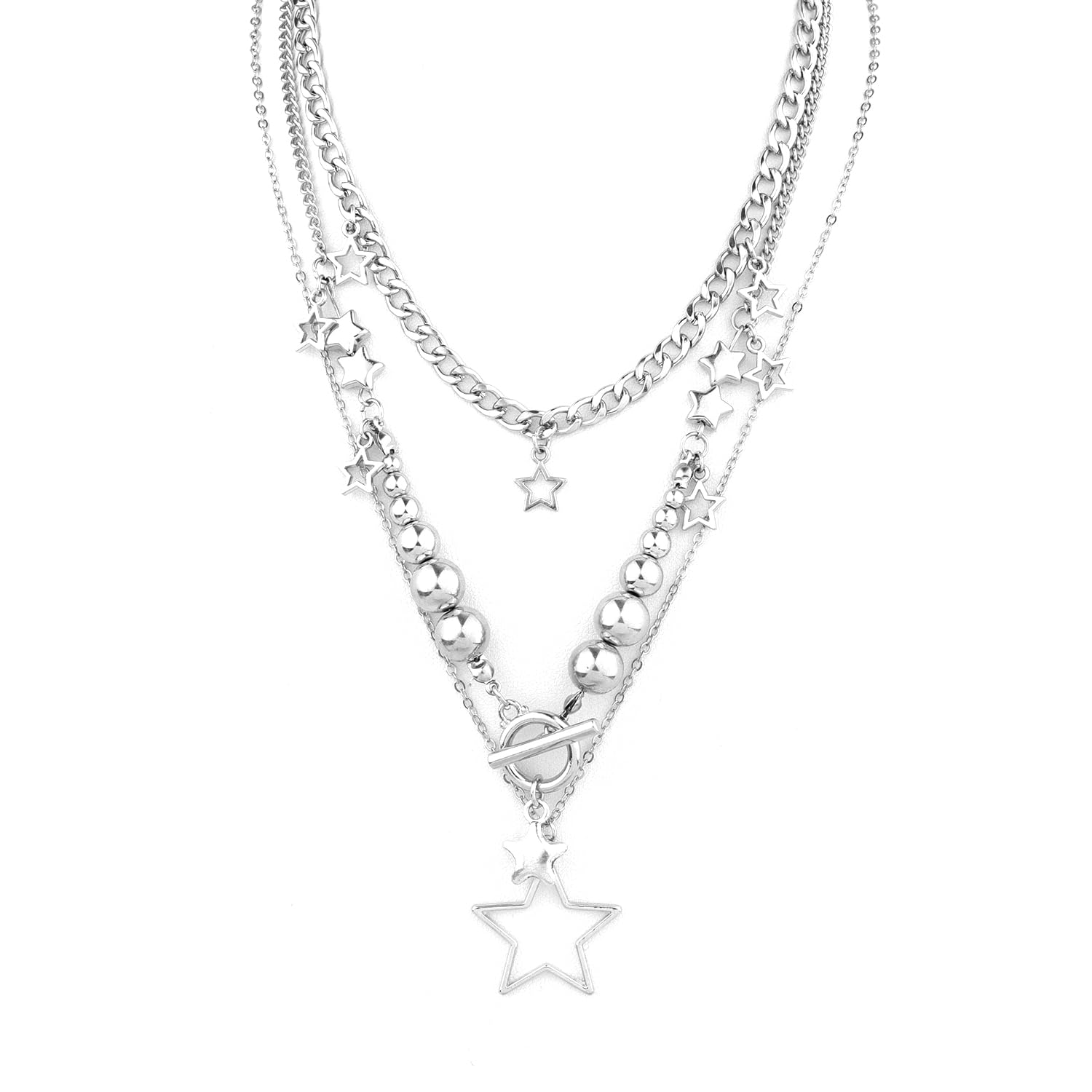 Amazon.com: Mikovivi Star Necklace, Silver Star Chain Choker Y2K ...