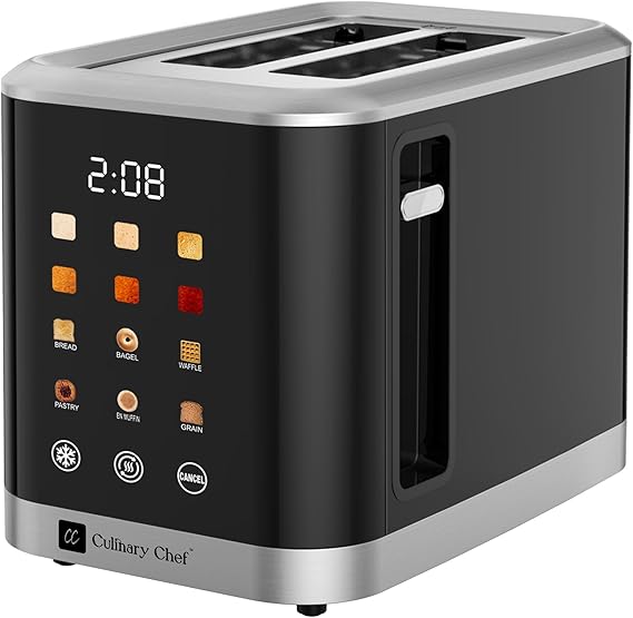 Amazon.com: CULINARY CHEF, 2 Slice Smart Toaster, Touchscreen, Wide ...