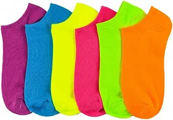 Amazon.com: Generic 6 Pairs Women Ankle Sports Socks Neon Colorful No ...