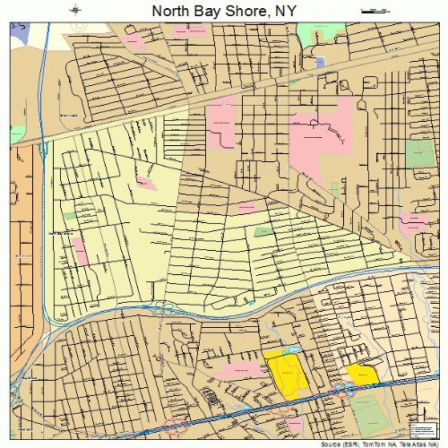 Amazon.com: Large Street & Road Map of North Bay Shore, New York NY ...