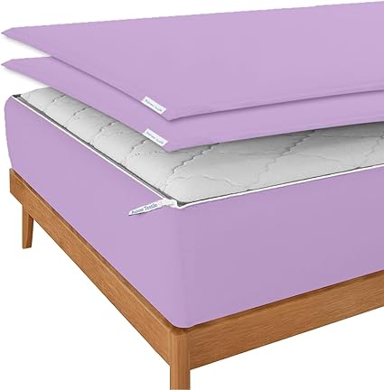 Zip On Fitted Sheet- Includes 1 Fitted Base + 2 Zip Sheet - Easy to ...
