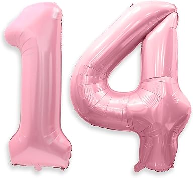 Amazon.com: 40 Inch Pink 14 Balloon Numbers, Large Number 14 Balloons ...