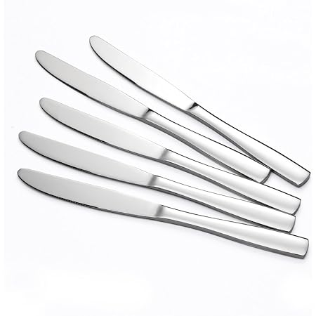 Amazon.com: Amazon Basics Stainless Steel Dinner Knives with Pearled ...