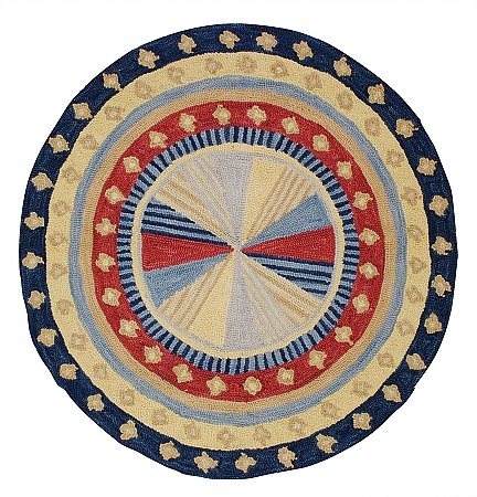 Wool Area Rug 8 Feet Round Pinwheel Blue : Amazon.in