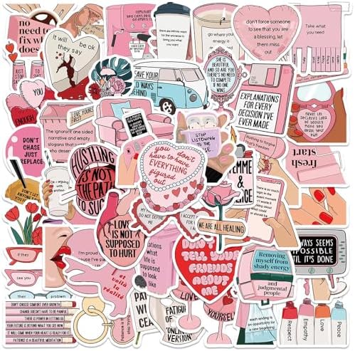 Amazon.com: 100PCS Pink Motivational Stickers Vinyl Waterproof Stickers ...