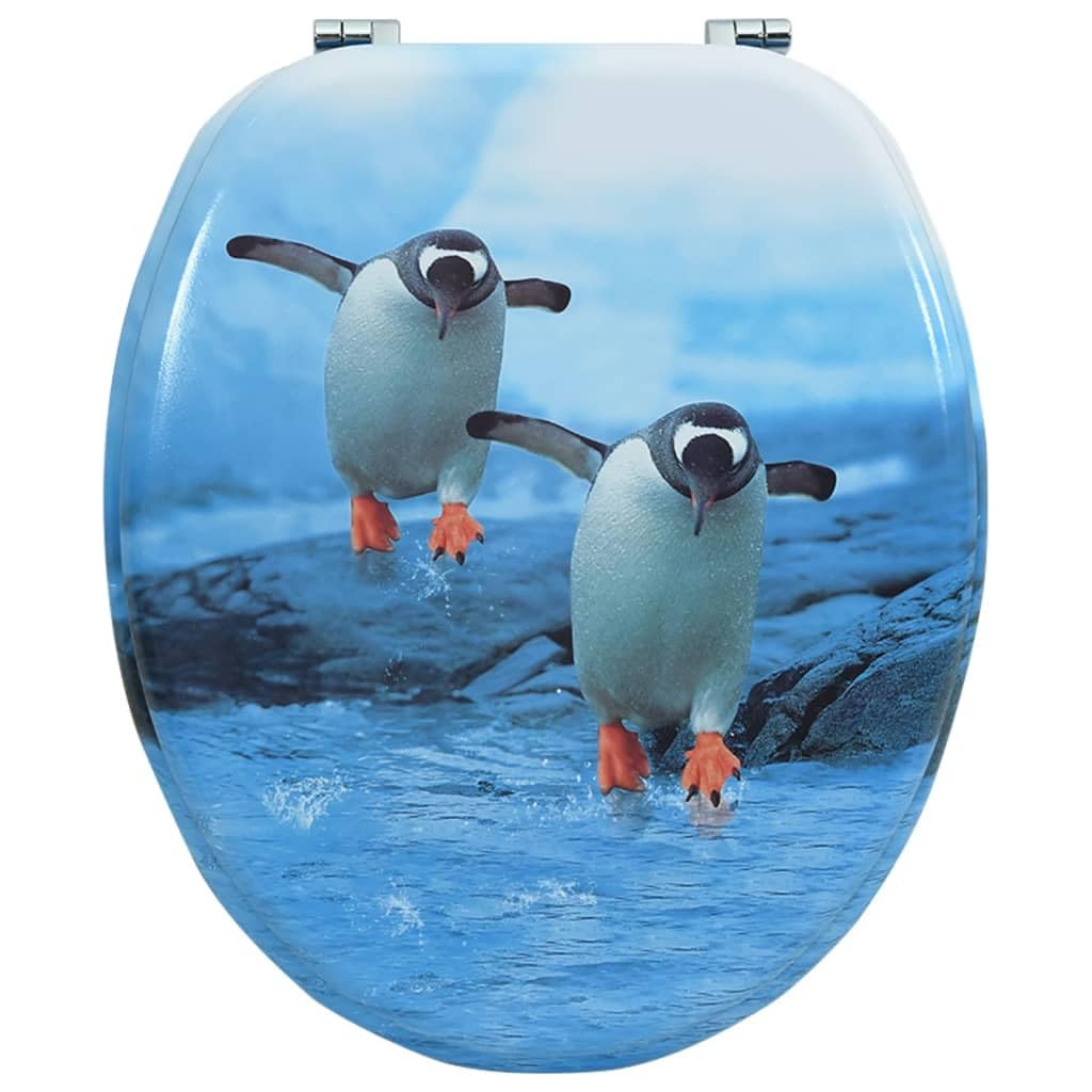 Penguin Toilet Cute Animals In Toilet Poster Print Black White Penguin