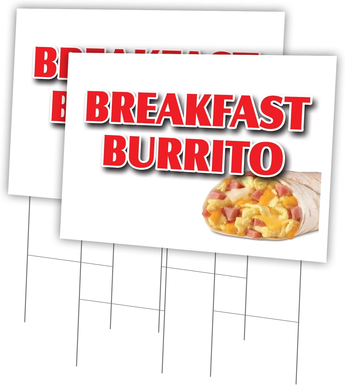 Amazon.com: Breakfast Burrito 2 Pack of 24" x 36" Yard Sign & Stake ...