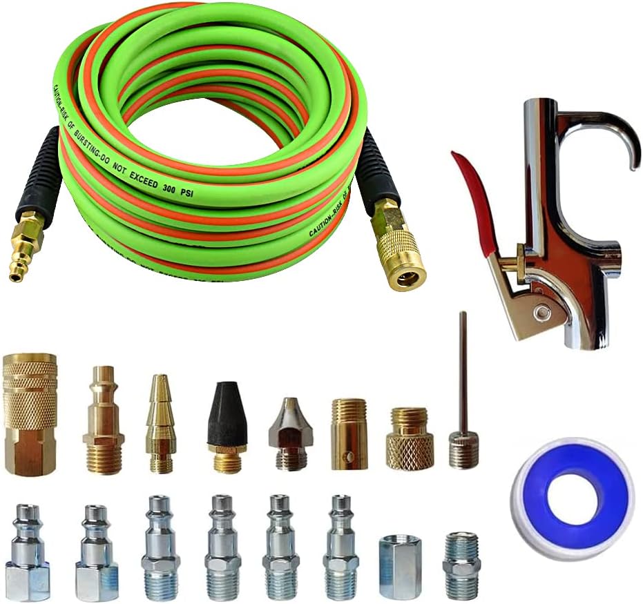 Abakoo 19 Pieces Air Compressor Accessory Kit, 1/4" x 25 Feet Hybrid ...
