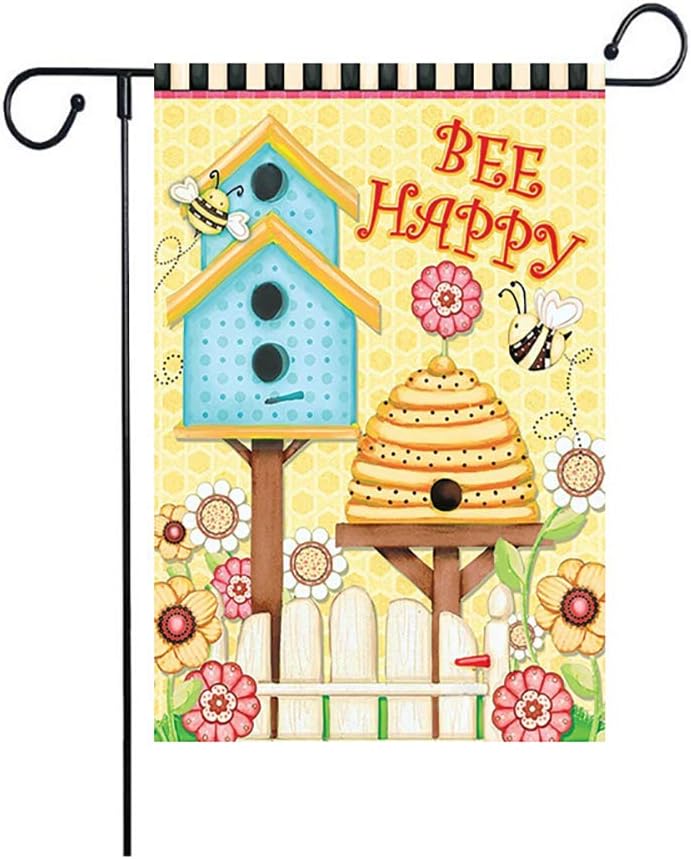 Amazon.com : Amoriel Bee Happy Garden Flag Rustic Decor, Double Sided ...
