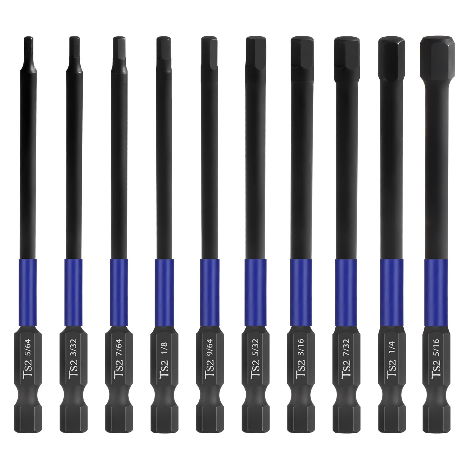 HPHOPE Impact Hex Head Allen Wrench Drill Bit Set 10 Pcs - SAE, TS2 ...