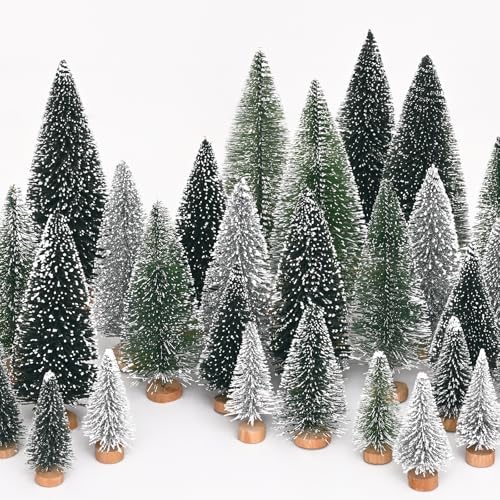 Amazon.com: Yahpetes Artificial Mini Christmas Trees, 30 Pcs Sisal Snow ...