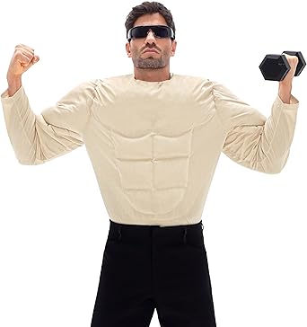 Mainfini Men's Halloween Muscle Costume Shirt Padded Muscle Suit Body ...